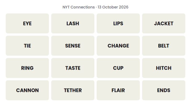 NYT Connections #1220: 13 October 2026 Hints and Answers!